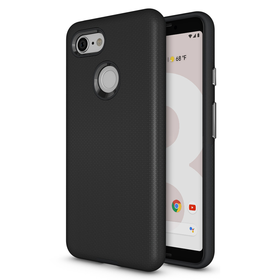 Black Dual Layer Texture Shockproof Case - Google Pixel 3